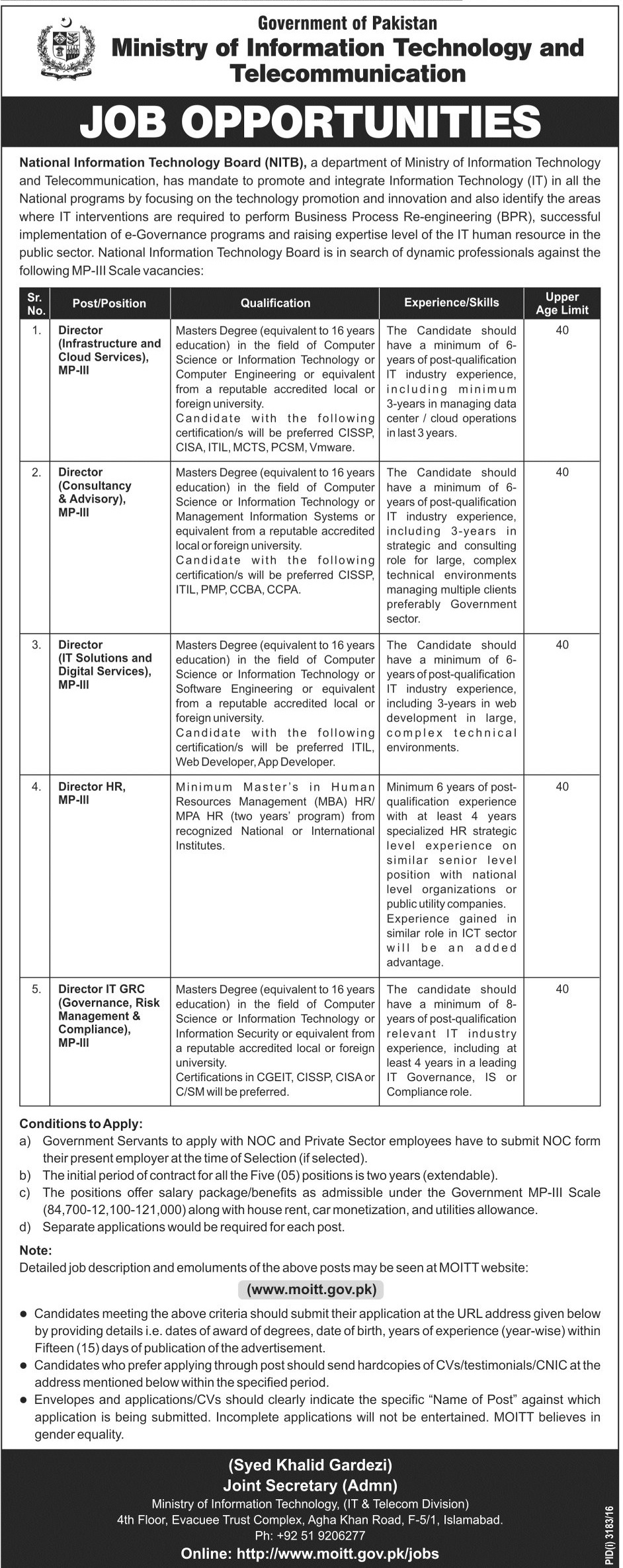 Ministry of Information Technology And Telecommunication Jobs 2017 ...