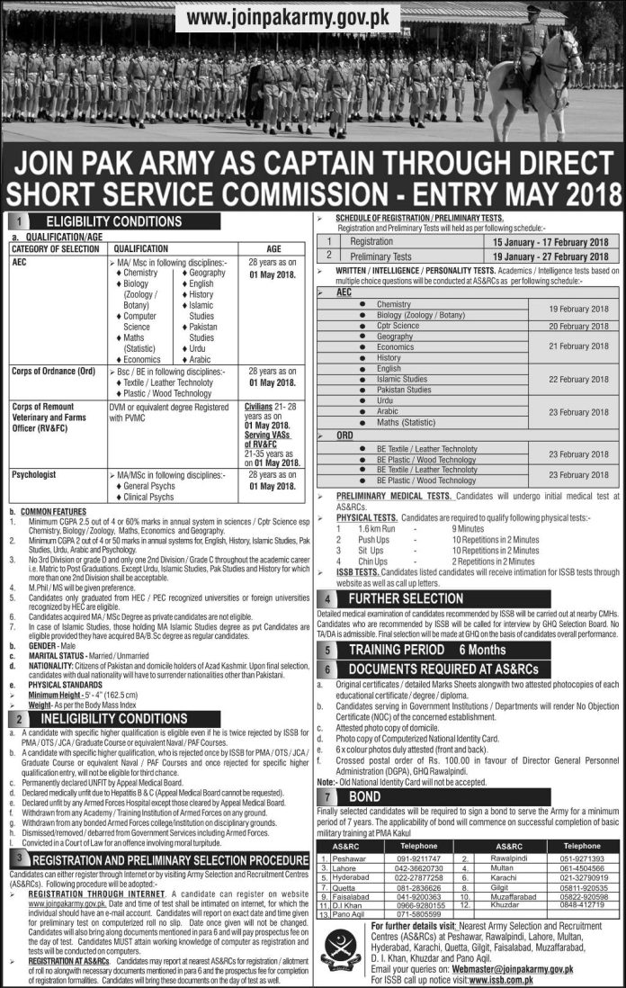 Jobs In Pakistan Army Short Service Commission 2023 SSC Captain Online ...