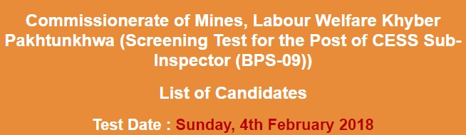 Commissionerate of Mines Labour Welfare KPK CESS Sub-Inspector NTS Test ... Commissionerate of Mines Labour Welfare KPK CESS Sub-Inspector NTS Test ...